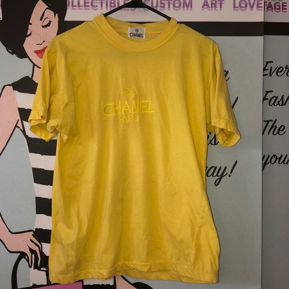 Tops | Mellow Yellow Rare Vintage Chanel Tshirt Large | Poshmark